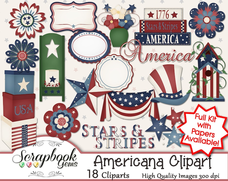 AMERICANA Clipart 18 Png Clipart Files Instant Download - Etsy
