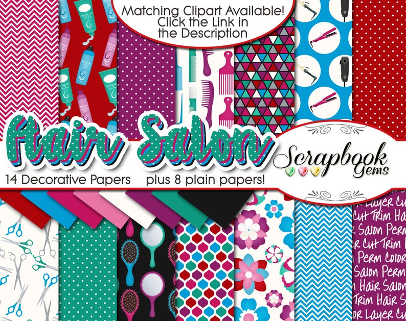 HAIR SALON Digital Papers, 22 Pieces, 12" X 12", High Quality Jpegs ...