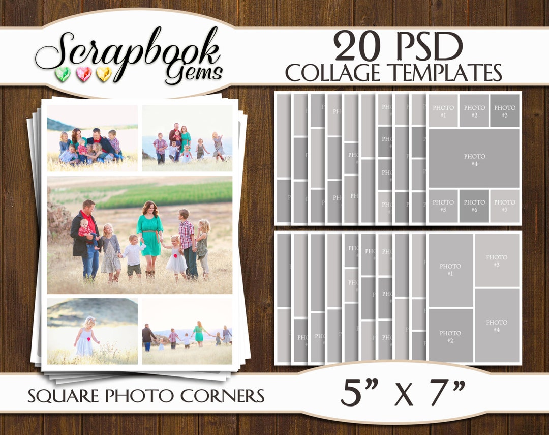 TWENTY 20 5 X 7 Digital Photo Collages / Storyboard Templates, PSD ...