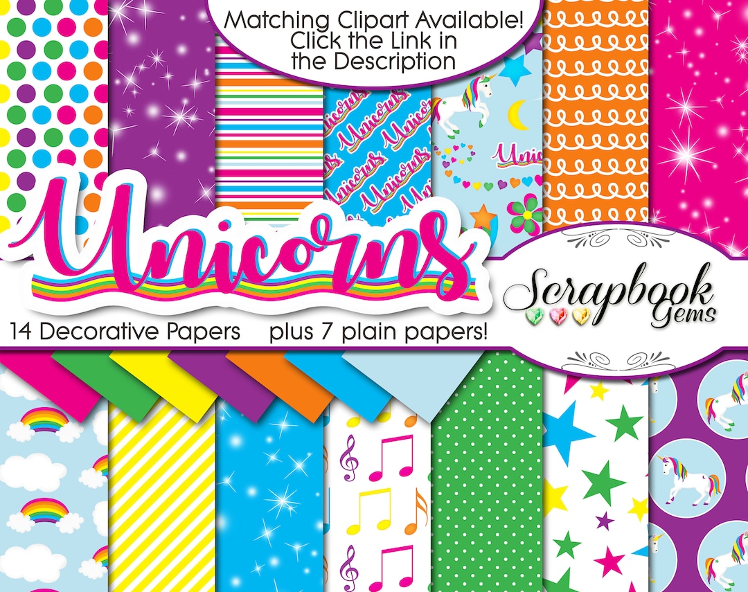 UNICORNS Digital Papers, 21 Pieces, 12 X 12, High Quality Jpegs Instant ...