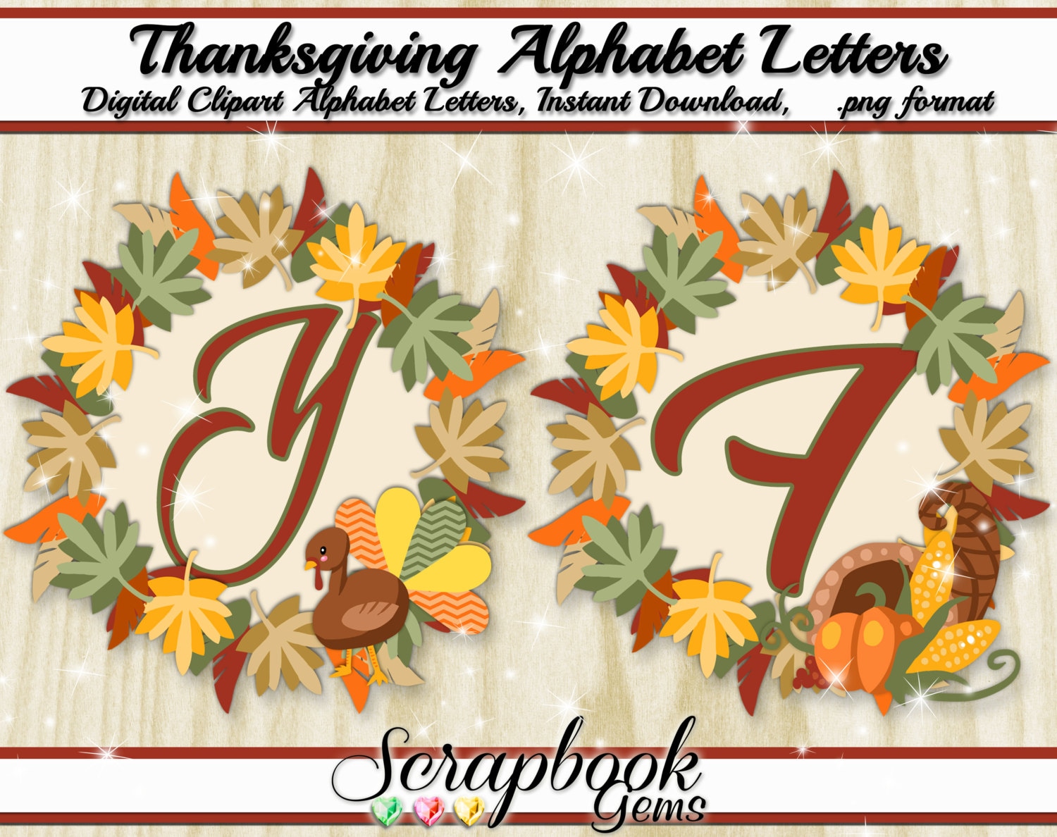 Thanksgiving Letters & Numbers Digital Clipart 36 High - Etsy