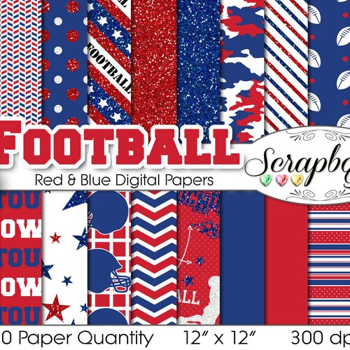 Football Digital Papers Royal Blue & Yellow 20 Pieces | Etsy
