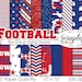 Football Digital Papers Blue, Red, & White, 20 Pieces, 12" X 12", High ...