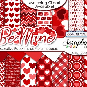 BE MINE VALENTINE Kit #2 Clipart & Papers Kit, 24 Png Clipart Files, 18 ...