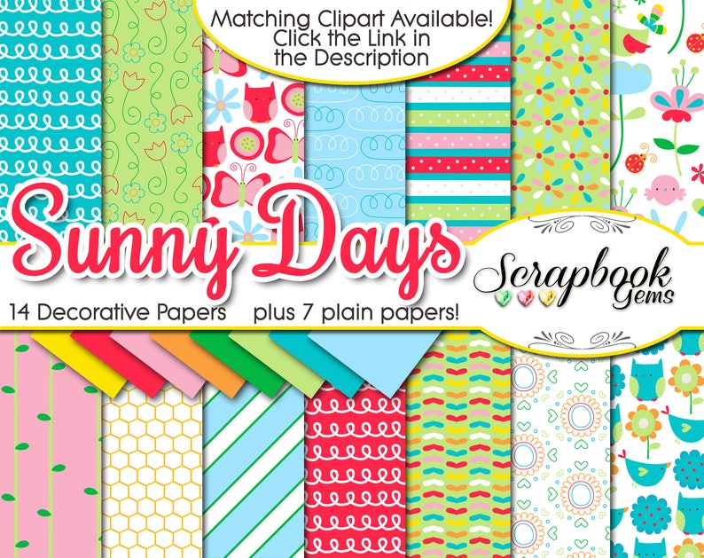 SUNNY DAYS Digital Papers, 21 Pieces, 12" X 12", High Quality Jpegs ...
