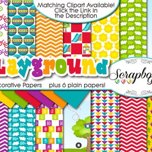 PLAYGROUND Clipart and Papers Kit, 28 Png Clip Arts, 20 Jpeg Papers ...