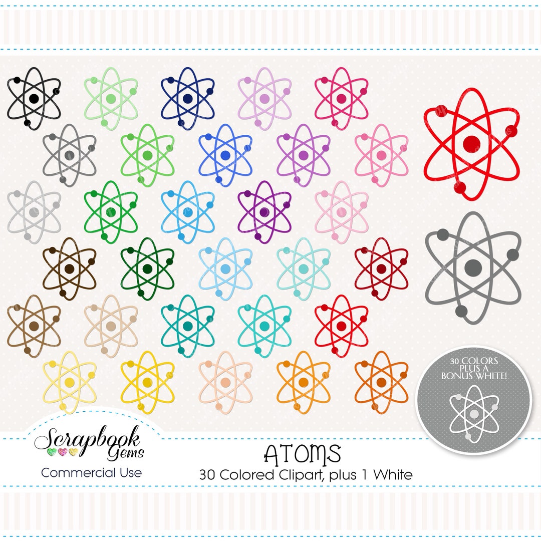 ATOMS Clipart, 31 Png Clipart Files Instant Download Birthday, Rainbow ...