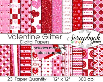 Pinks and Reds Glitter Digital Paper - Etsy