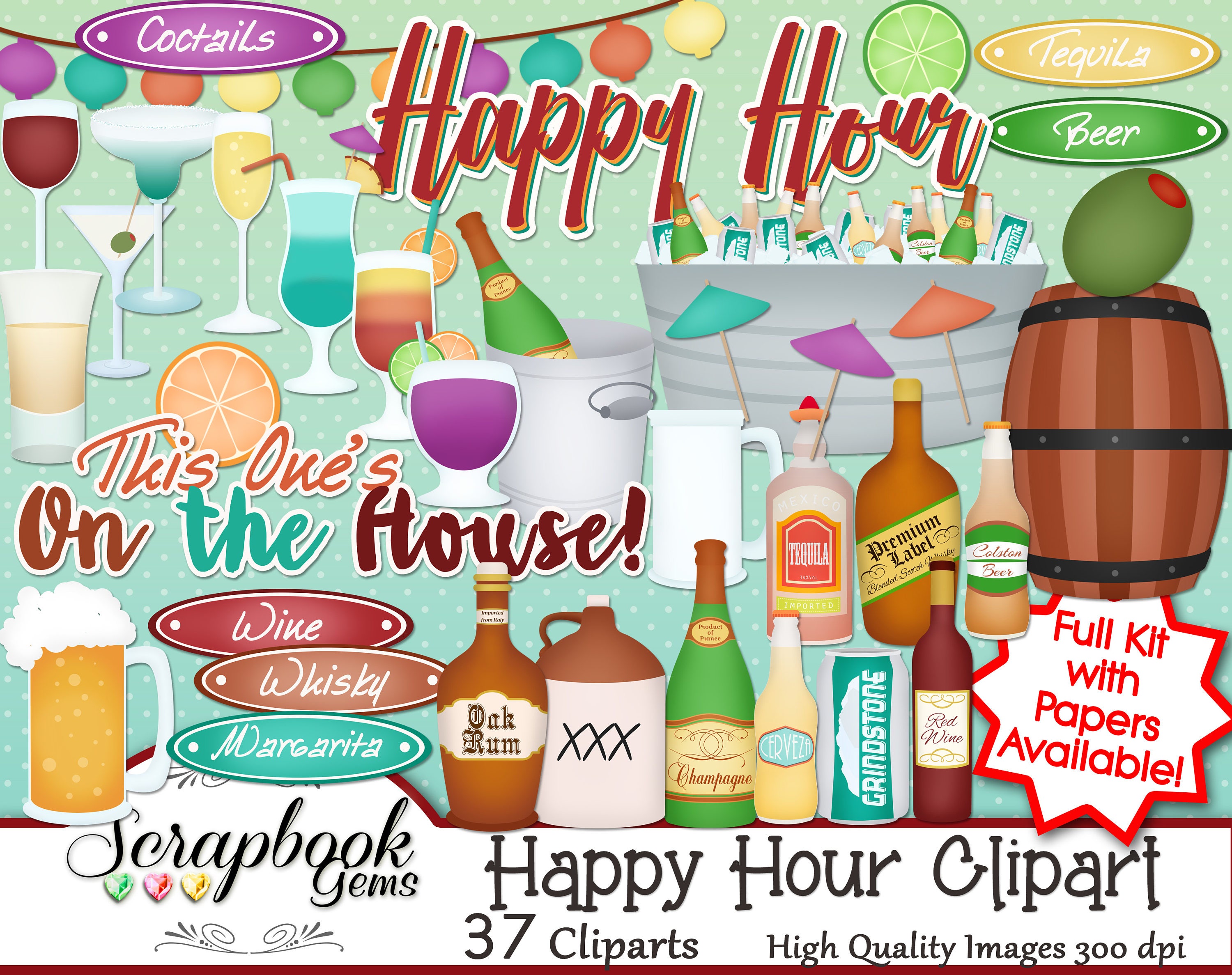 Holiday Happy Hour Clip Art