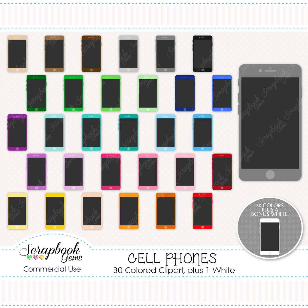 CELL PHONE Clipart, 31 Png Clipart Files Instant Download Birthday ...