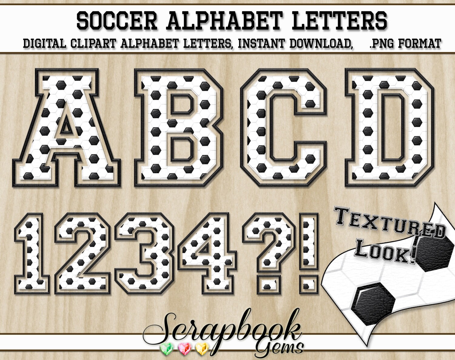 Sports Soccer Letters & Numbers Clipart 40 High Quality PNG | Etsy