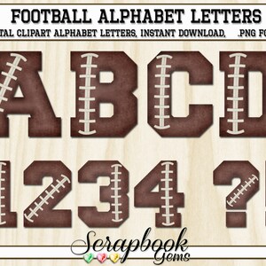 Sports Football Letters & Numbers Clipart, 40 High Quality PNG Files ...