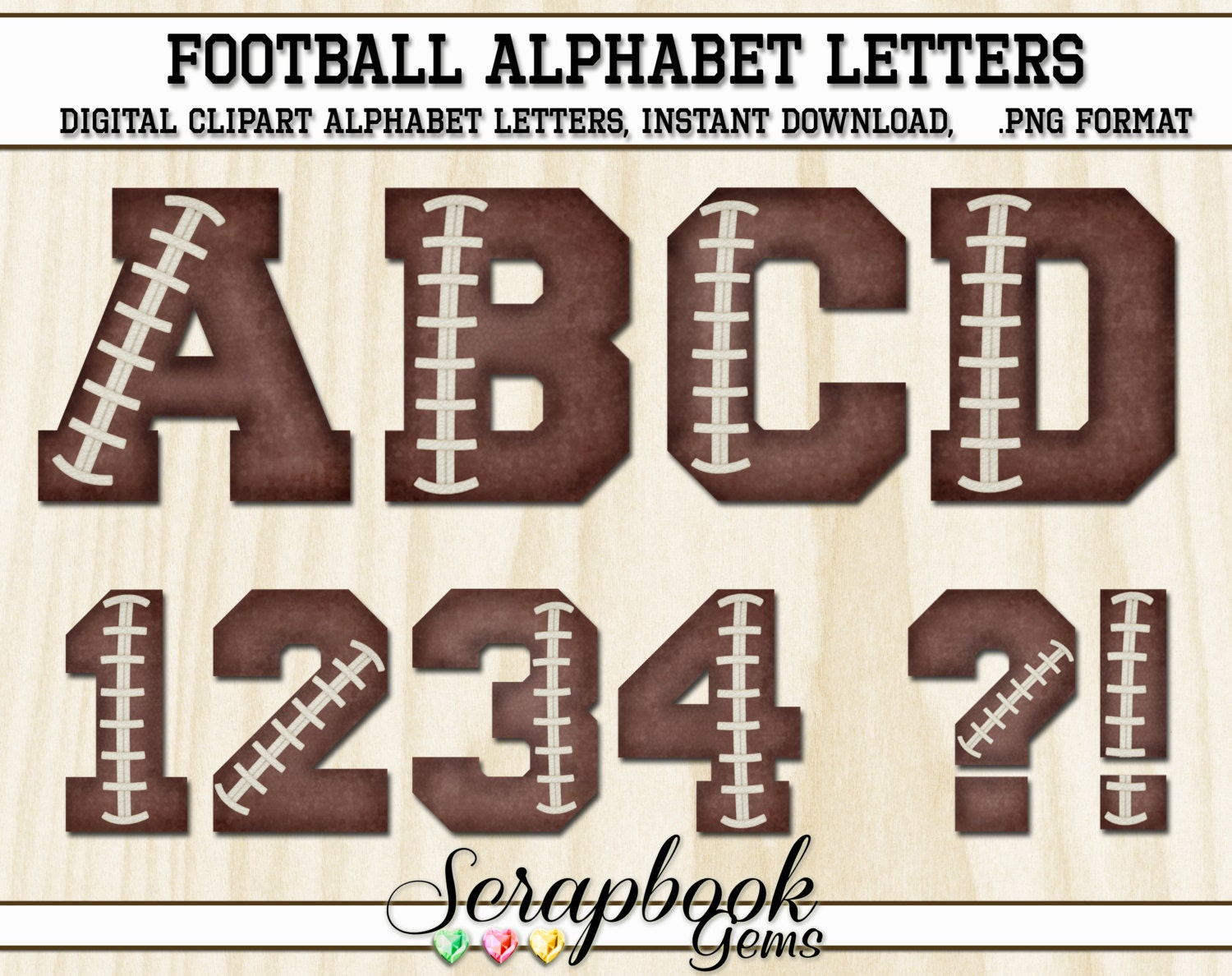 Sports Football Letters & Numbers Clipart 40 High Quality PNG - Etsy