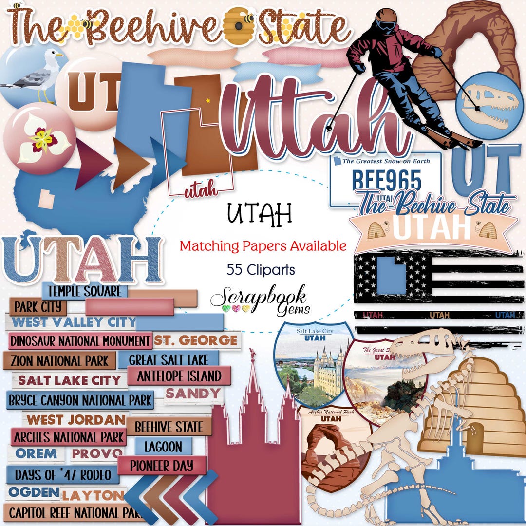 UTAH STATE Clipart, 55 Png Clipart Files, Instant Download, State of ...
