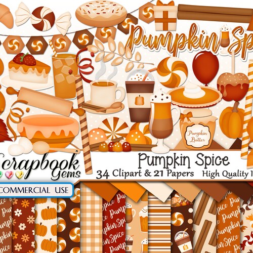 HAPPY FALL Clipart & Papers Kit 29 Png Clipart Files 21 Jpeg - Etsy
