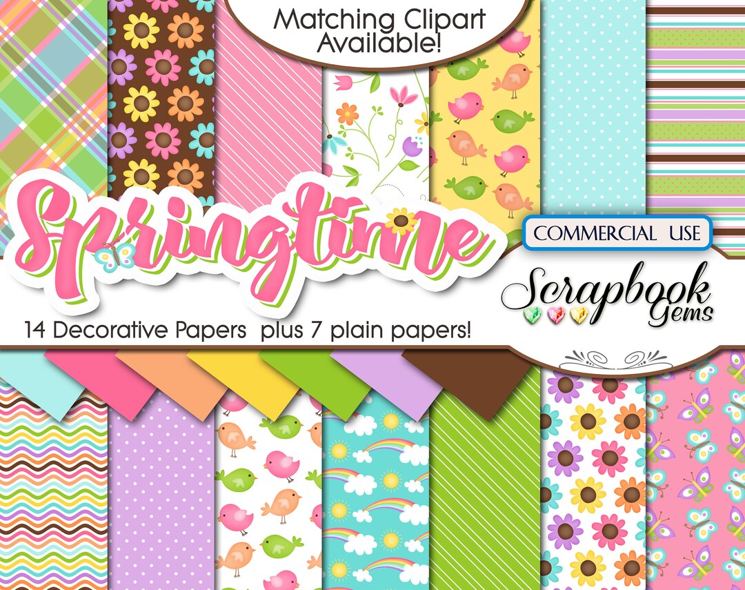 SPRINGTIME #2 Digital Papers, 21 Pieces, 12" X 12", High Quality Jpegs ...
