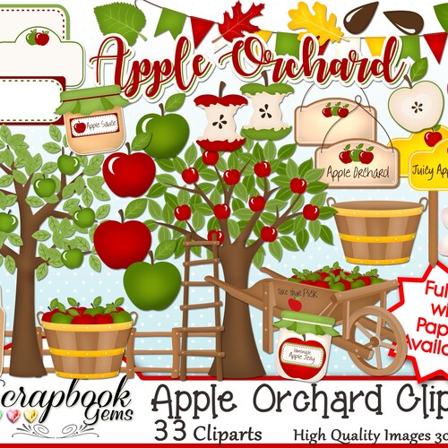 APPLE ORCHARD Clipart 33 Png Clipart Files Instant Download - Etsy