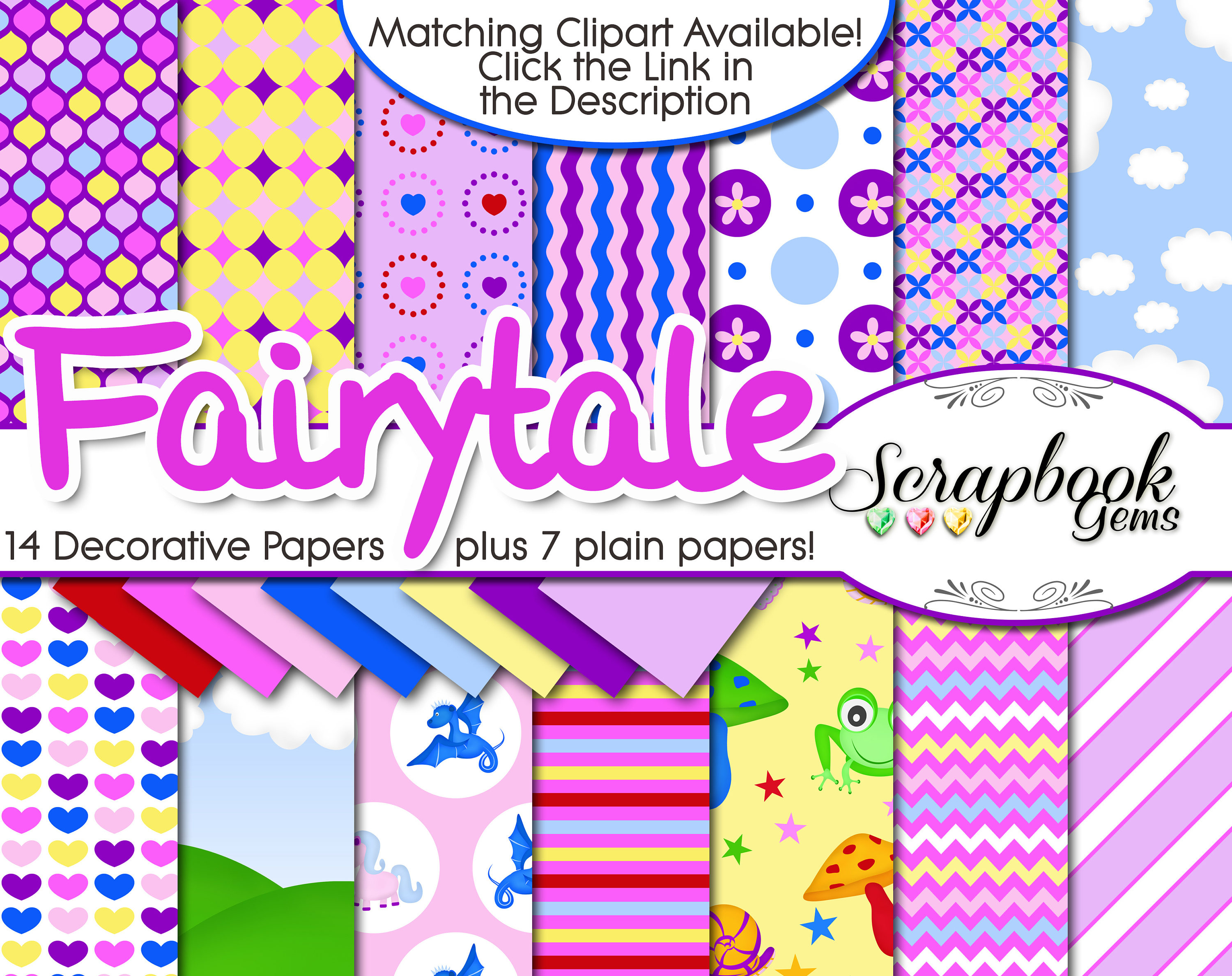 FAIRY TALE Digital Papers 21 Pieces 12 x 12 | Etsy