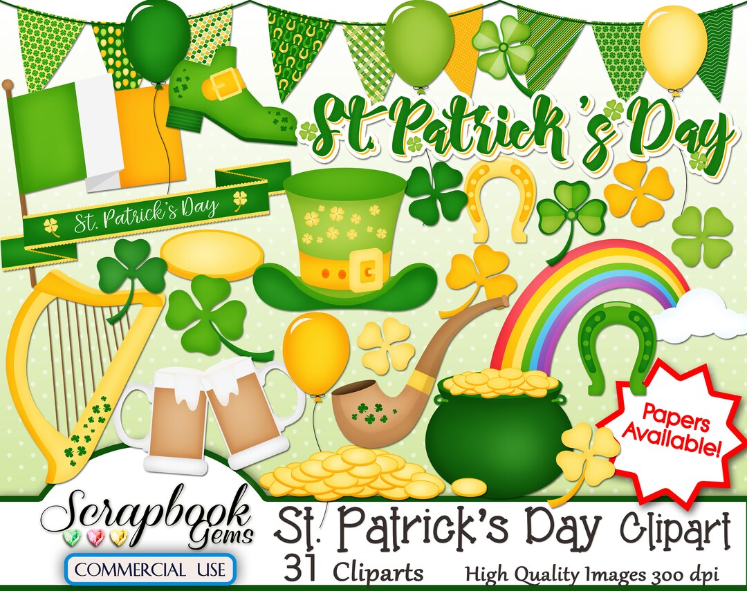 ST. PATRICK'S DAY Clipart, 31 Png Clipart Files Instant Download ...