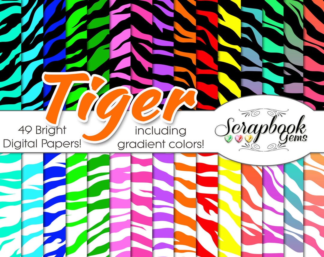 TIGER BRIGHT Digital Papers, 49 Pieces, Including Gradient Ombre Papers ...