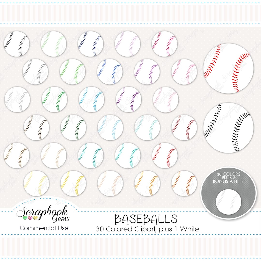 BASEBALLS Clipart, 31 Png Clipart Files Instant Download Planner ...
