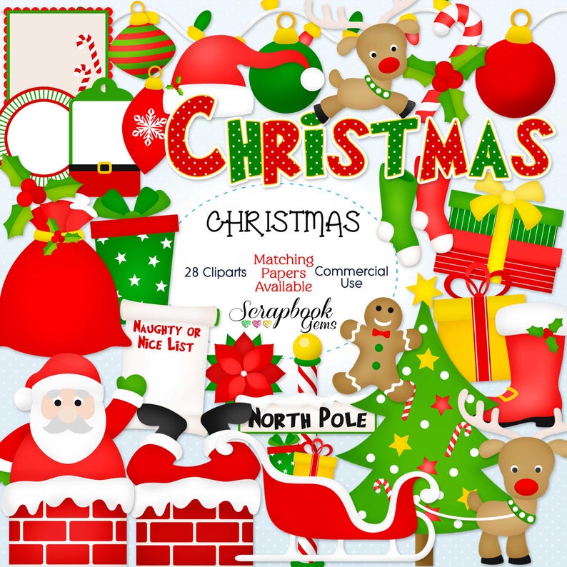 CHRISTMAS Clipart, 28 Png Clipart Files Instant Download Winter ...