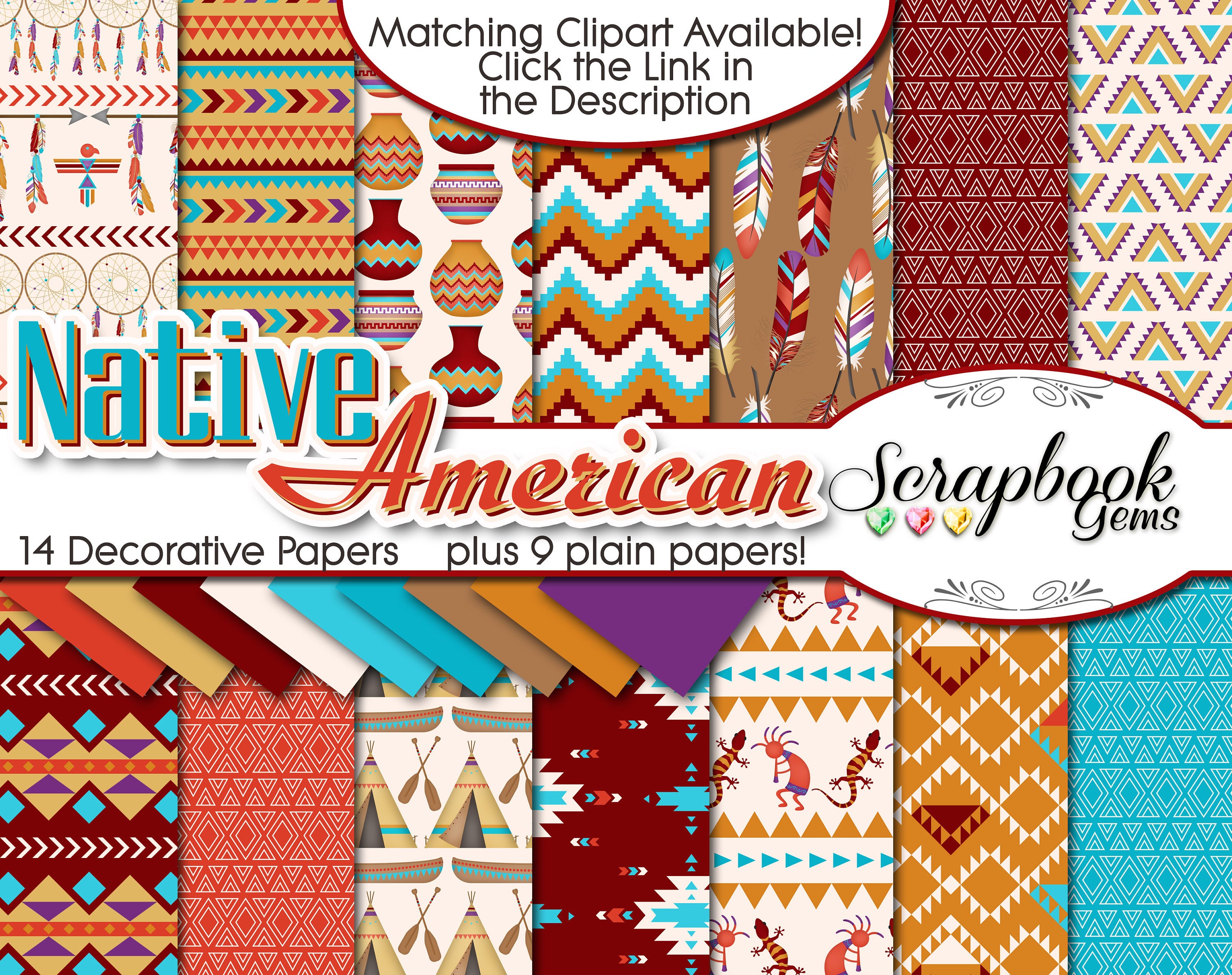 NATIVE AMERICAN Digital Papers 23 Pieces 12 x | Etsy