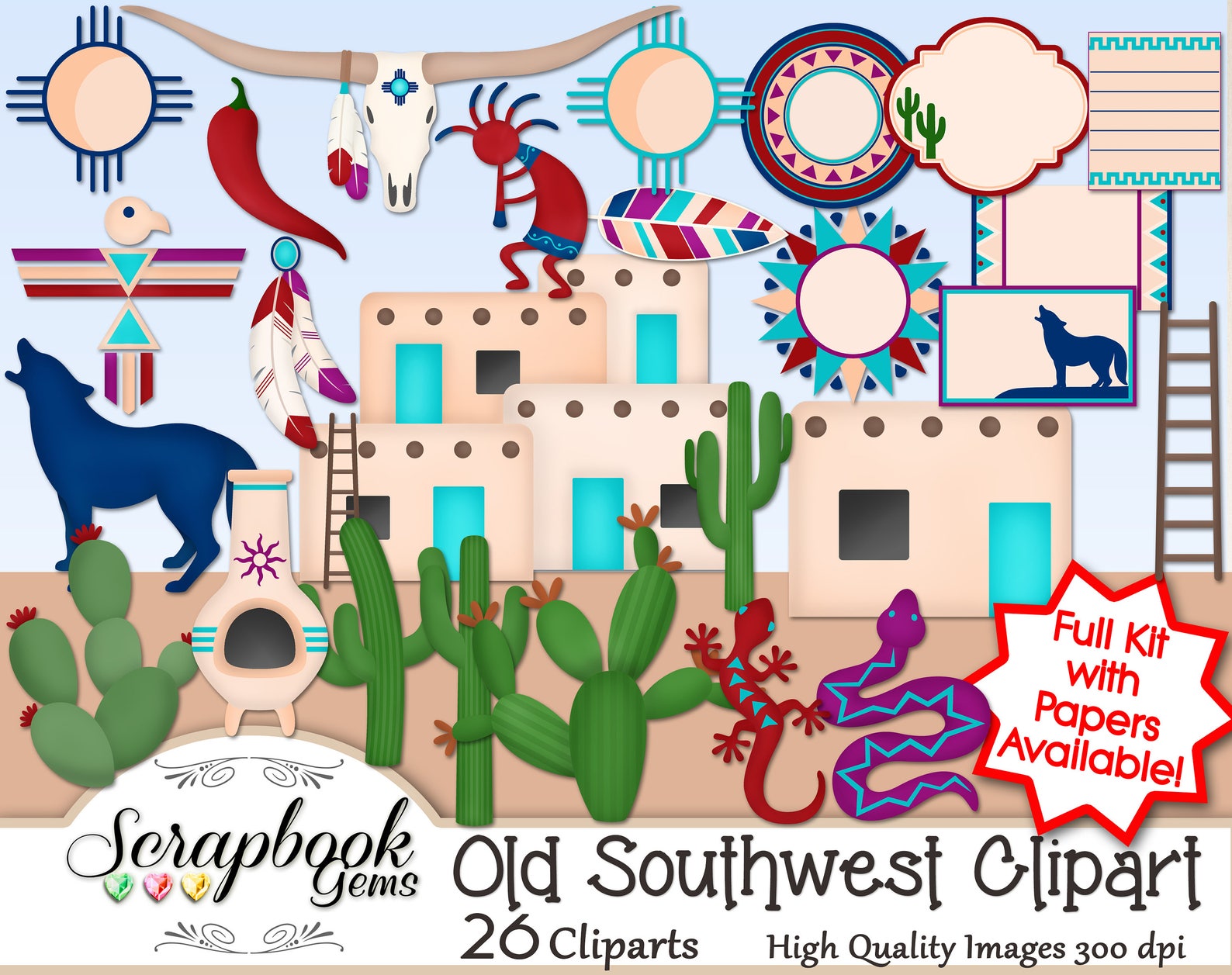 OLD SOUTHWEST Clipart 26 Png Clipart Files Instant Download - Etsy