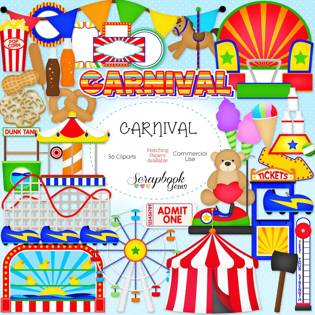 CARNIVAL Clipart, 34 Png Clipart Files, Instant Download Ferris Wheel ...