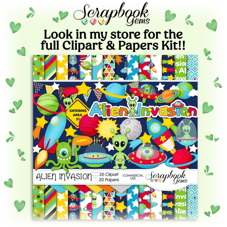 ALIEN INVASION Digital Papers, 20 Pieces, 12