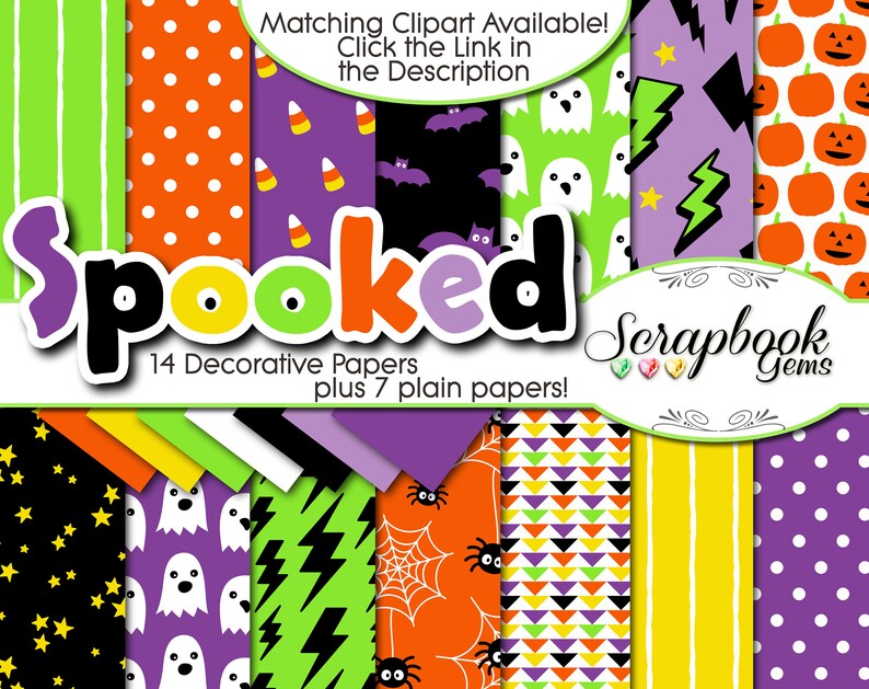 SPOOKED Halloween Clipart and Papers Kit, 33 Png Clip Arts, 21 Jpeg ...