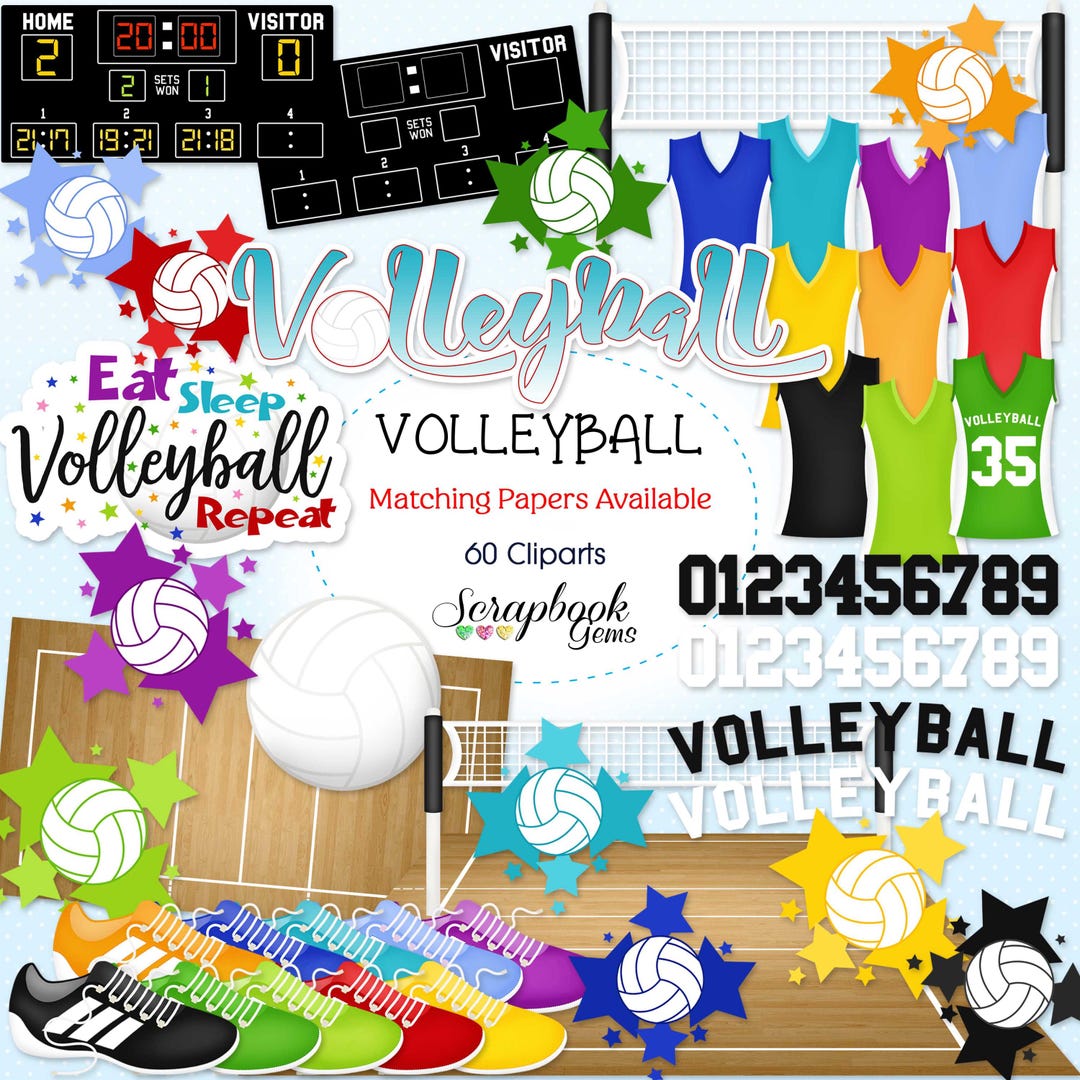 VOLLEYBALL Clipart, 60 Png Clipart Files Instant Download Sports Ball ...