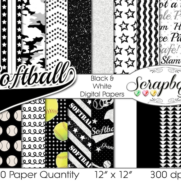 Softball Digital Papers - Etsy