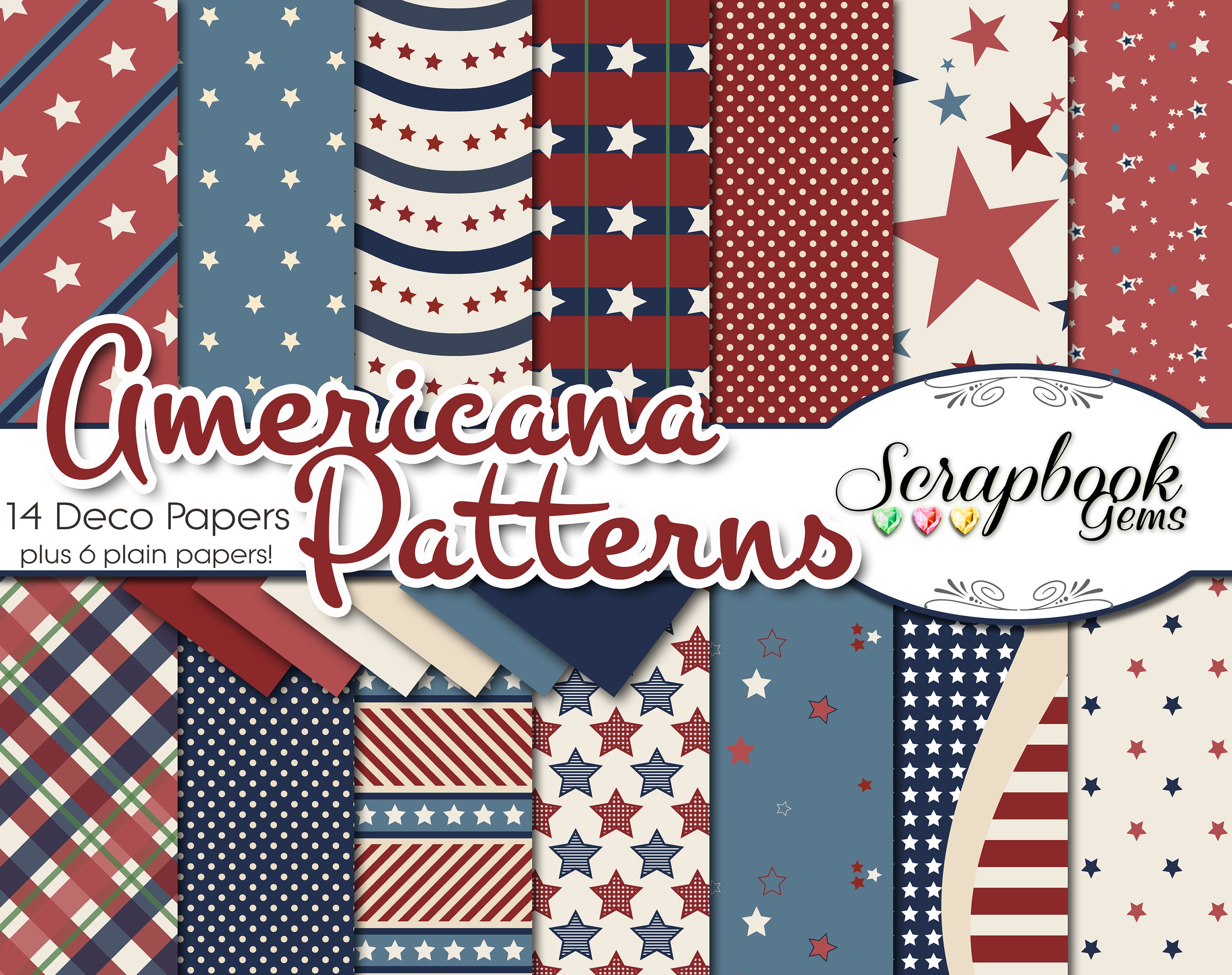 Americana Digital Papers, 20 Pieces, 12" X 12", High Quality Jpegs ...
