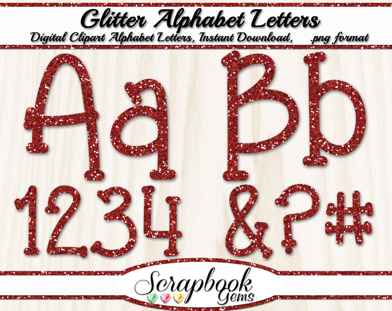 Red Glitter Letters & Numbers Digital Clipart 76 High Quality - Etsy