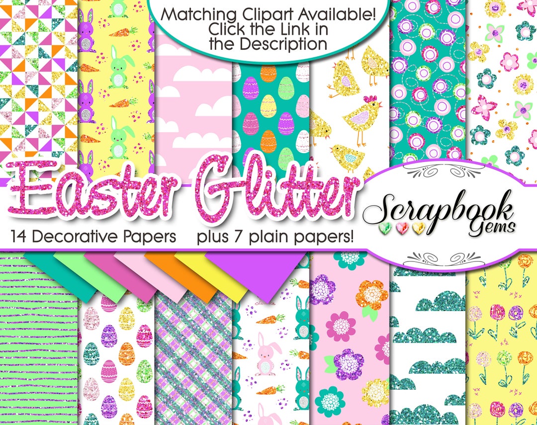 EASTER GLITTER Digital Papers, 21 Pieces, 12" X 12", High Quality Jpegs ...