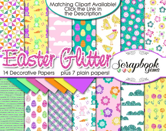 EASTER GLITTER Digital Papers 21 Pieces 12 X 12 | Etsy
