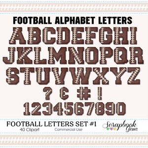 Sports Football Letters & Numbers Clipart, 40 High Quality PNG Files ...