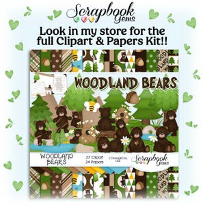 WOODLAND BEARS Clipart, 27 Png Clipart Files Instant Download Beehive ...