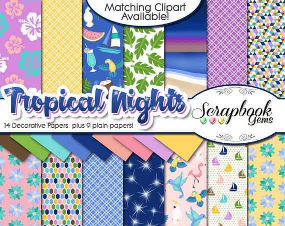 TROPICAL NIGHTS Kit 1 Digital Papers 23 Pieces 12 X - Etsy