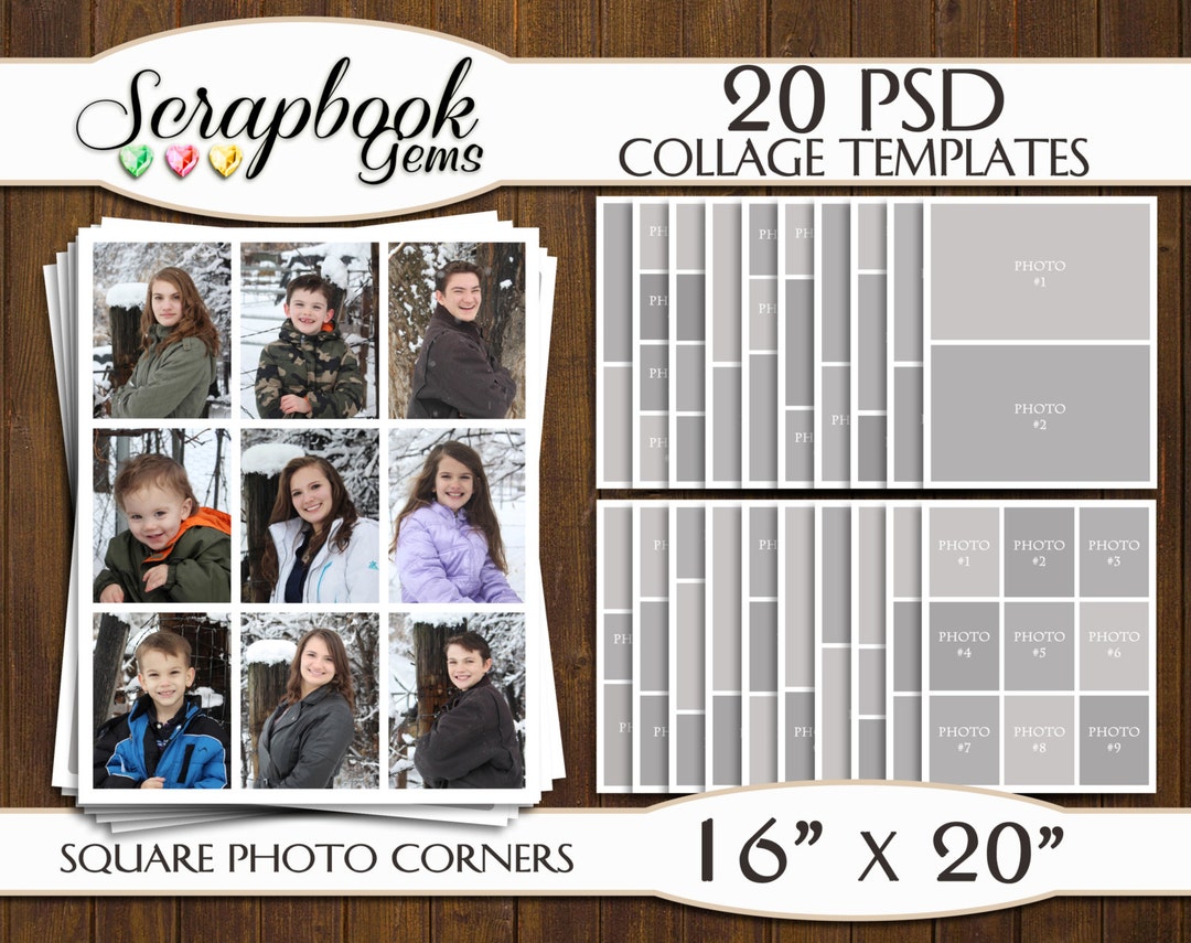 TWENTY 20 16 X 20 Digital Photo Collages / Storyboard Templates, PSD ...