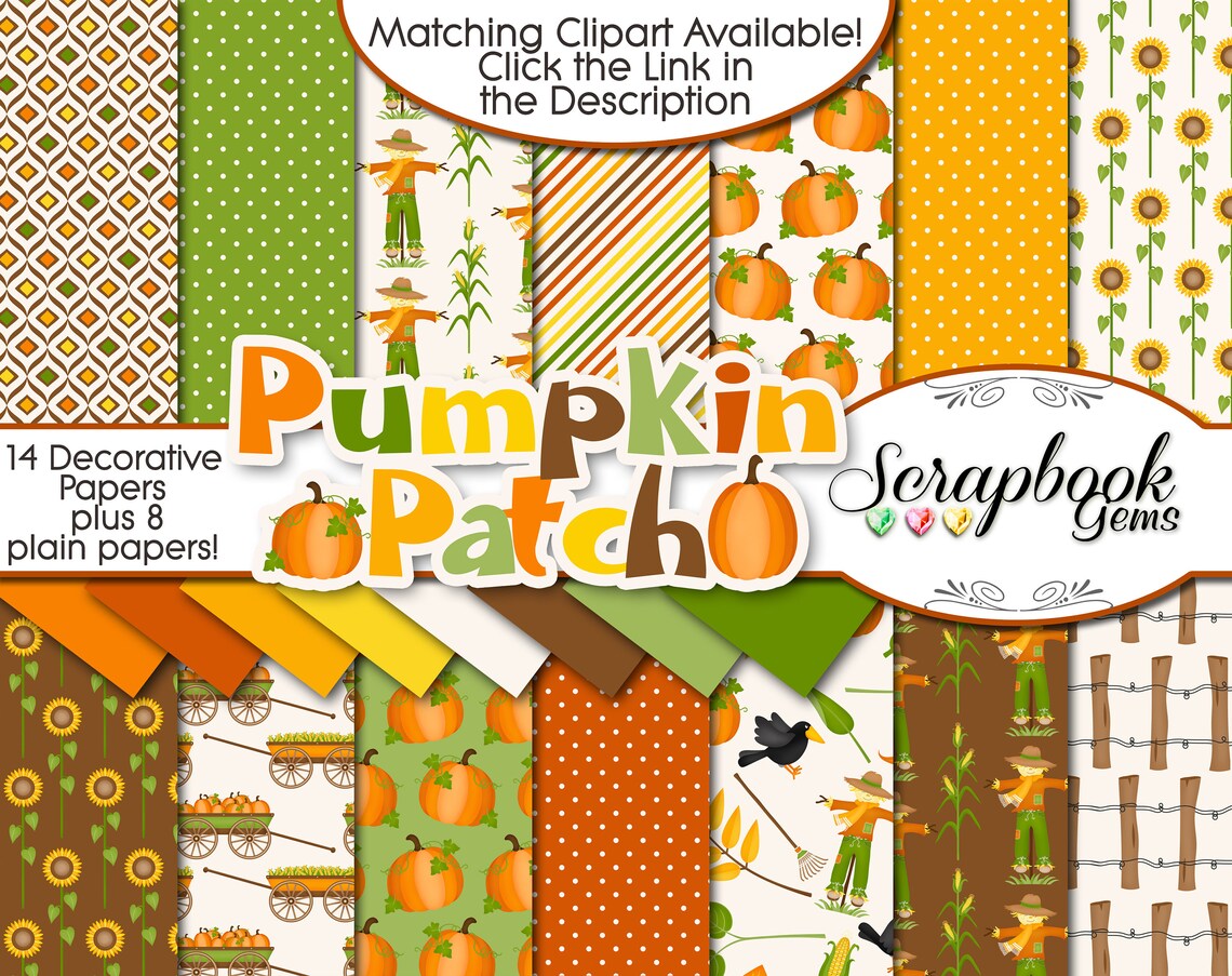 PUMPKIN PATCH Clipart and Papers Kit 30 Png Clip Arts 22 - Etsy