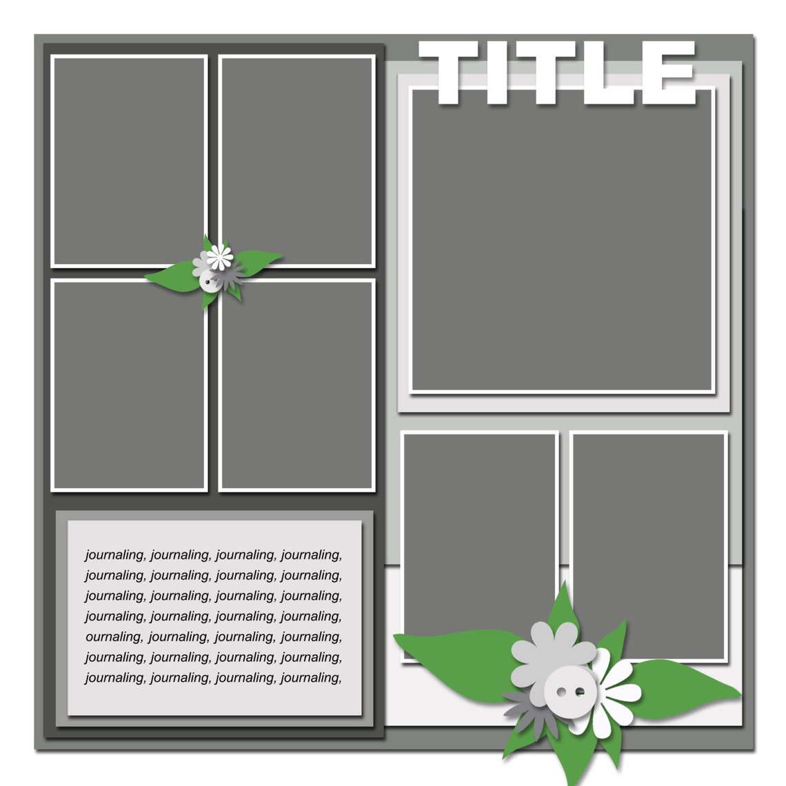 Digital Layered Photo Templates, 12" X 12", PSD Format for Scrapbook ...