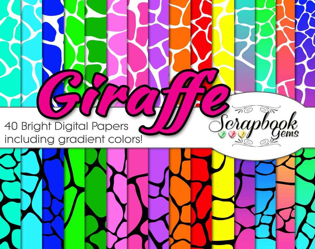 GIRAFFE BRIGHT Digital Papers, 40 Pieces, Including Gradient Ombre ...
