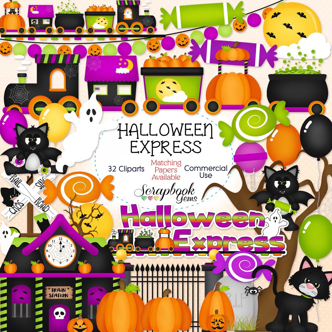 HALLOWEEN EXPRESS Clipart, 32 Png Clipart Files, Instant Download ...