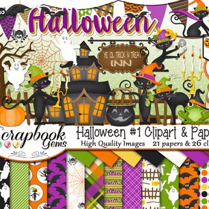 HALLOWEEN BUNDLE - 3 Kits in 1, 85 Cliparts & 63 Papers, Instant ...