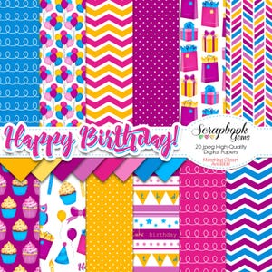 BIRTHDAY Set #1 Clipart and Papers Kit, 36 Png Clip Arts, 20 Jpeg ...