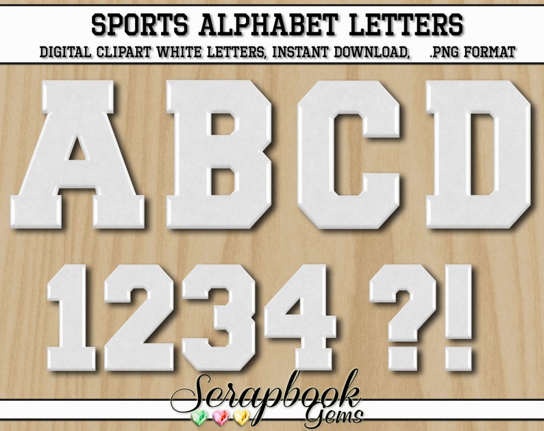 Sports Athletic Letters & Numbers Clipart 40 High Quality PNG - Etsy