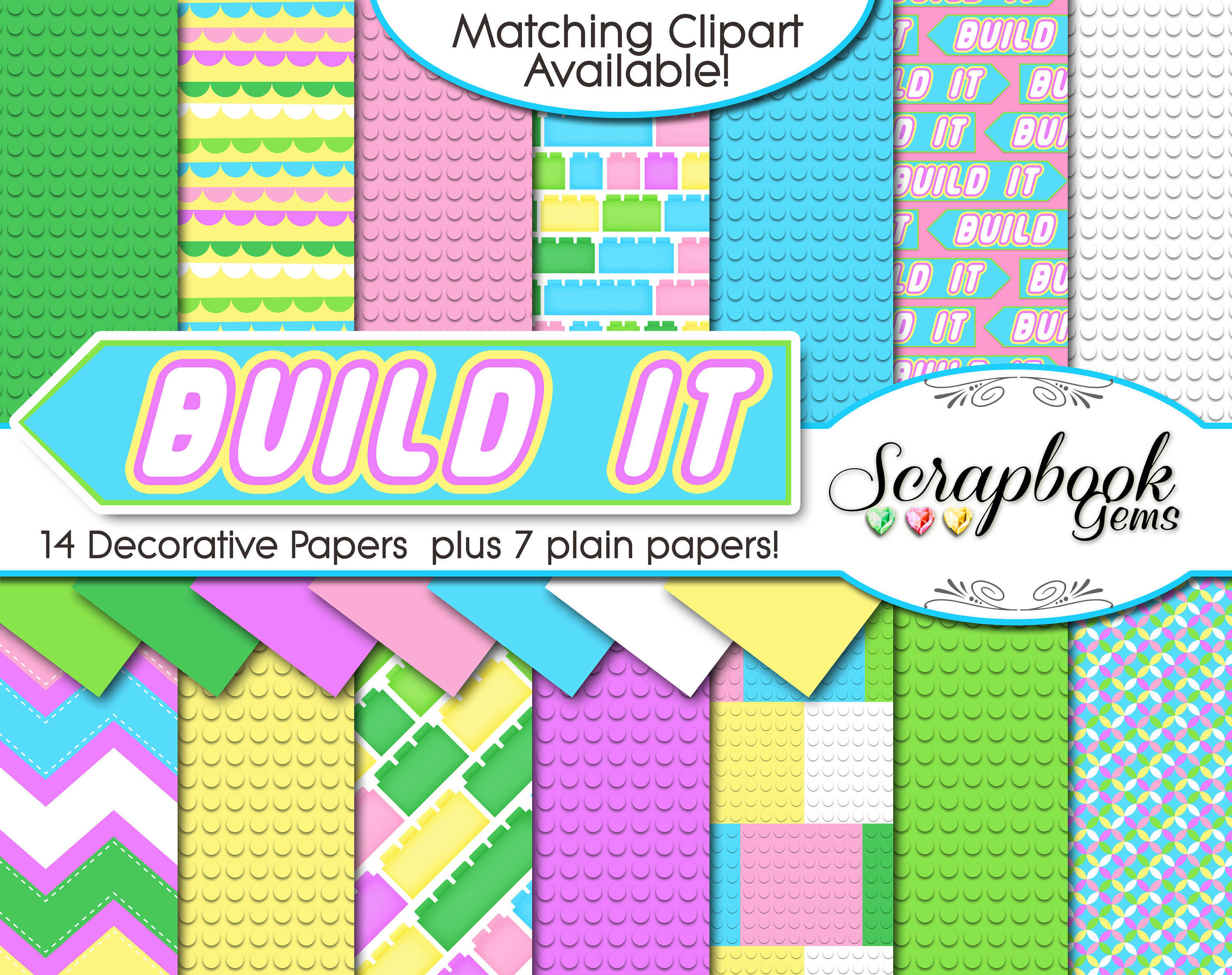 BUILD IT Clipart and Papers Kit, 43 Png Clip Arts, 21 Jpeg Papers ...