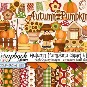 HAPPY FALL BUNDLE - 3 Kits in 1, 85 Cliparts & 63 Papers, Instant ...